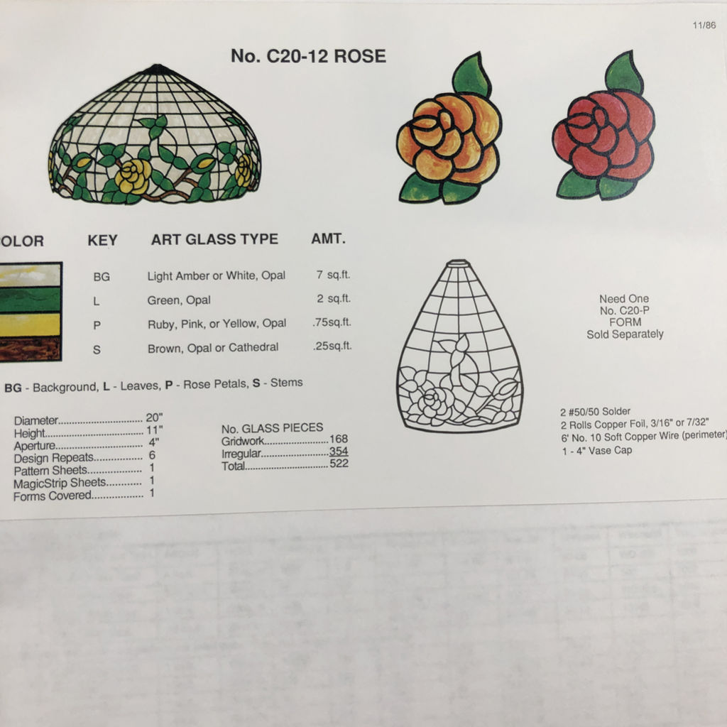 Worden C20-12 Rose Lamp Pattern | Glass House Store