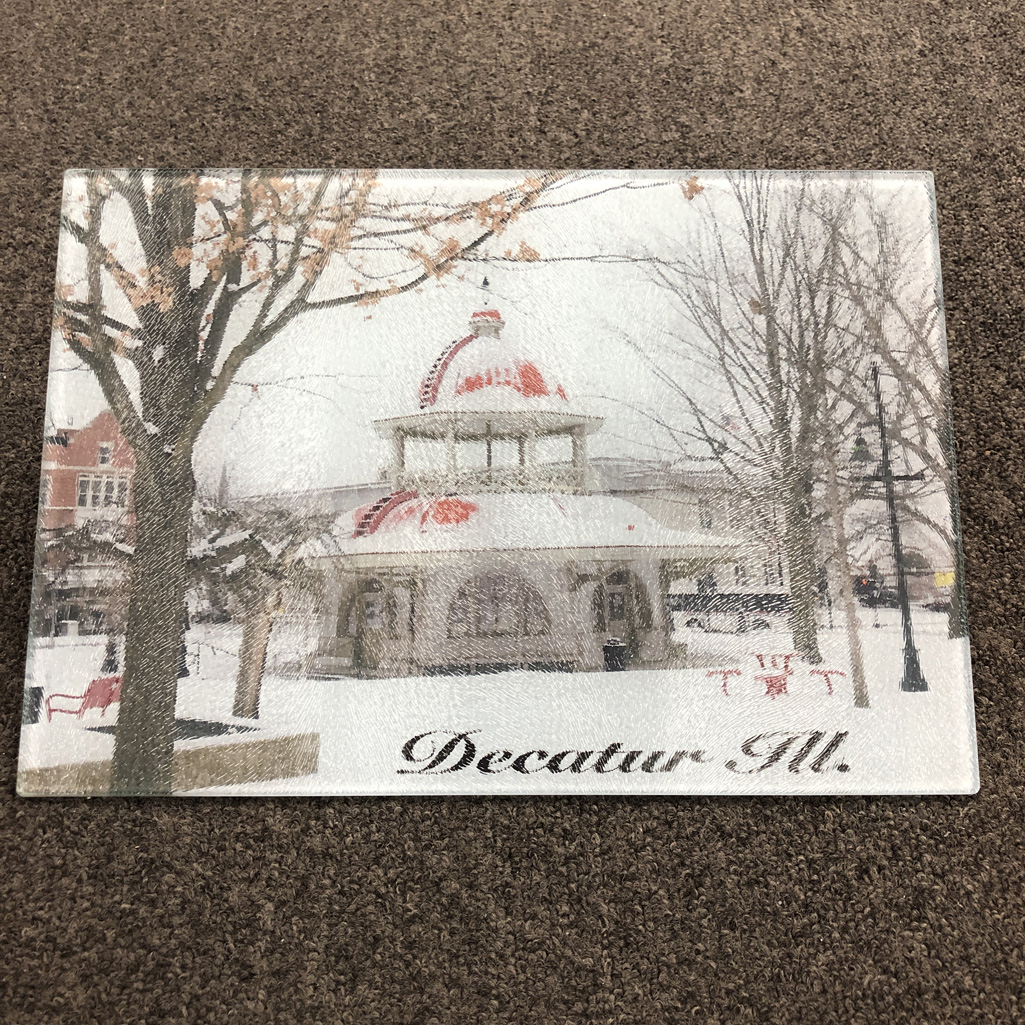 Decatur Transfer House Cutting Board-Day Winter View | Glass House Store