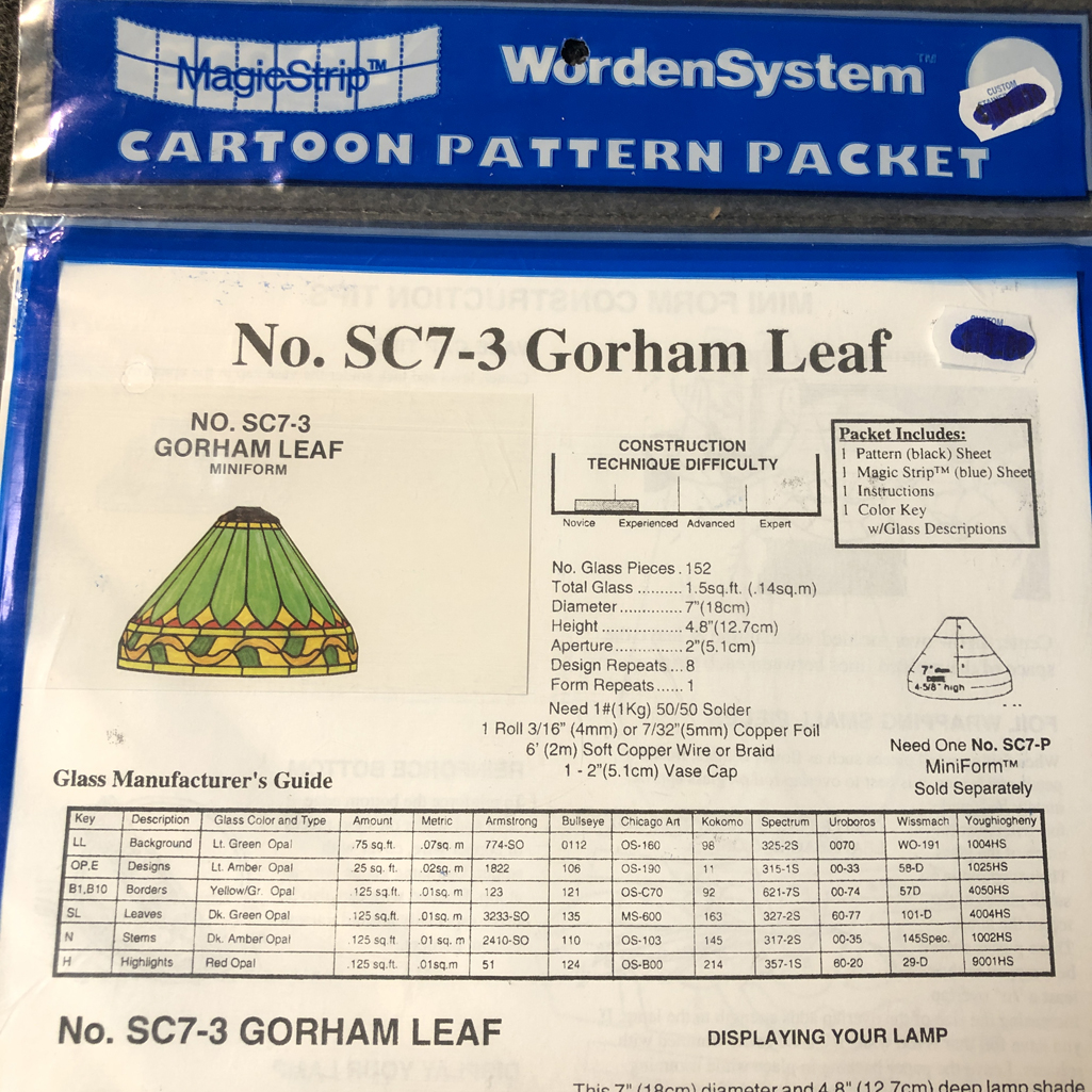 Worden SC7-3 Gorham Leaf Lamp Pattern | Glass House Store